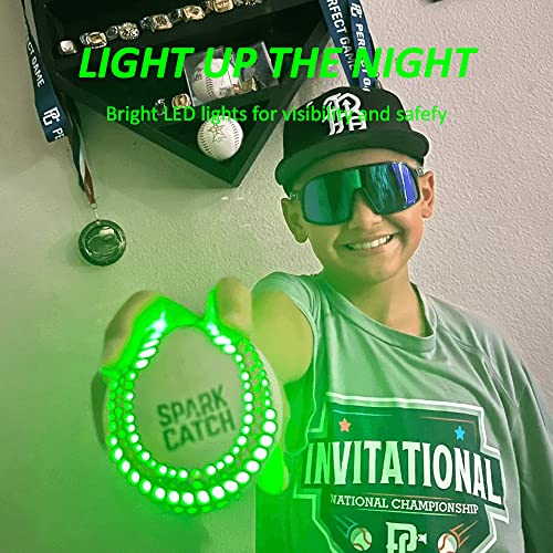 SPARK CATCH Light Up Baseball (Switch Version), Glow in The Dark Baseball, Perfect Baseball Gifts for Boys, Girls, and Baseball Lovers, Official Baseball Size&Weight with Genuine Leather (Neon Green)