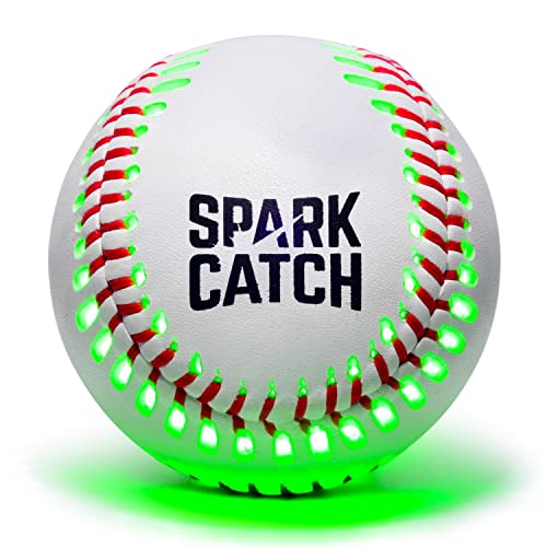 SPARK CATCH Light Up Baseball (Switch Version), Glow in The Dark Baseball, Perfect Baseball Gifts for Boys, Girls, and Baseball Lovers, Official Baseball Size&Weight with Genuine Leather (Neon Green)