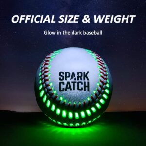 SPARK CATCH Light Up Baseball (Switch Version), Glow in The Dark Baseball, Perfect Baseball Gifts for Boys, Girls, and Baseball Lovers, Official Baseball Size&Weight with Genuine Leather (Neon Green)