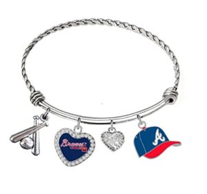 braves 4 charms adjustable bangle bracelet