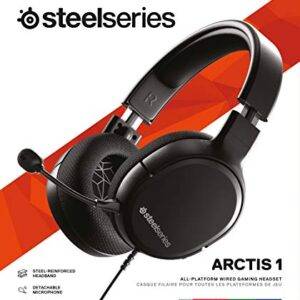 SteelSeries Arctis 1 Wired Gaming Headset – Detachable Clearcast Microphone – Lightweight Steel-Reinforced Headband – for PC, PS4, Xbox, Nintendo Switch and Lite, Mobile