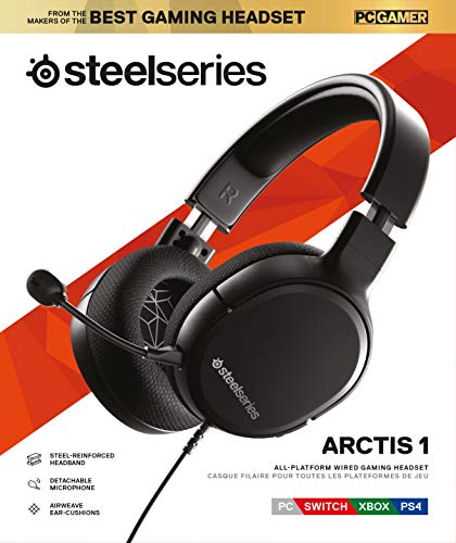 SteelSeries Arctis 1 Wired Gaming Headset – Detachable Clearcast Microphone – Lightweight Steel-Reinforced Headband – for PC, PS4, Xbox, Nintendo Switch and Lite, Mobile