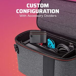 PDP Gaming Pull-N-Go Travel Case | Elite Edition | 2-in-1 with Removable Compartments: Grey - Nintendo Switch