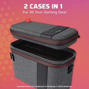 PDP Gaming Pull-N-Go Travel Case | Elite Edition | 2-in-1 with Removable Compartments: Grey - Nintendo Switch