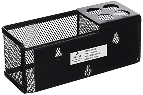 Safco Products Onyx Mesh Marker Organizer Basket – Steel Mesh with Durable Powder Coat Finish – 8”W x 3.25”D x 3”H – Magnetic Back – Includes Wall Mounting Hardware - Perfect for Office & Classrooms