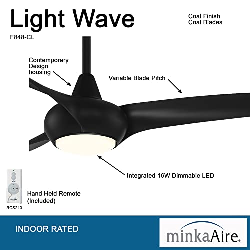 MINKA-AIRE F848-CL Light Wave 65" Ceiling Fan with LED Light and Remote Control in Coal Finish