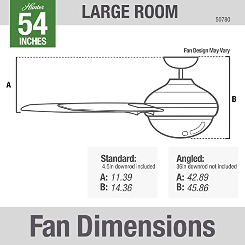 Hunter Fan Company, 50780, 54 inch Leti Noble Bronze Ceiling Fan with LED Light Kit and Wall Control