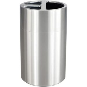 safco products 9941ss triple bin recycling and trash can, 40 gallon total, aluminum shell, 3 separate liners, decals included, silver