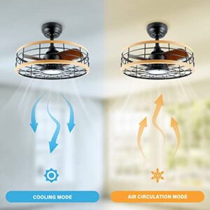 InfiniPower 16” ceiling fans with lights and remote, Caged Ceiling Fan with Reversible Motor for Different Seasons, Quiet and Energy Saving, 6 level Speeds