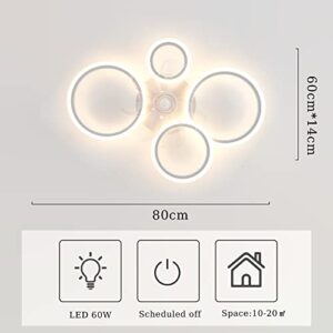 ZEELYDE Chandelier,Design Ceiling Fans with Lights and Remote, Dimmable Quiet Modern Ceiling Fan with Led Lamp, DC Reversible 6 Speed Ceiling Fan with Lighting for Bedroom Living Room -White