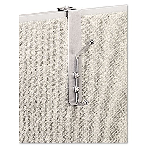 Safco 4167 Over-The-Panel Double-Garment Hook Satin Aluminum/Chrome