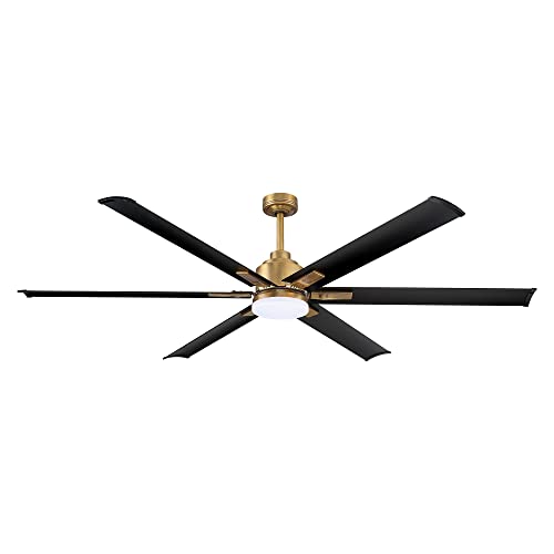 Parrot Uncle Ceiling Fans with Lights and Remote 72 Inch Black Large Ceiling Fan with Light Modern Outdoor Ceiling Fans for Covered Patios with LED Light, Brass