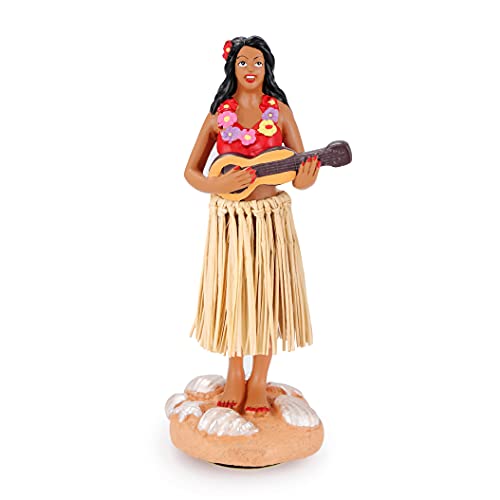 BCSmyer Hawaiian Hula Girl Dashboard Doll with Ukulele Bobbleheads for Car Dashboard Collection Figurines Gifts for Home Decoration Mini Size Doll Dashboard Hula Girl 4.72" High