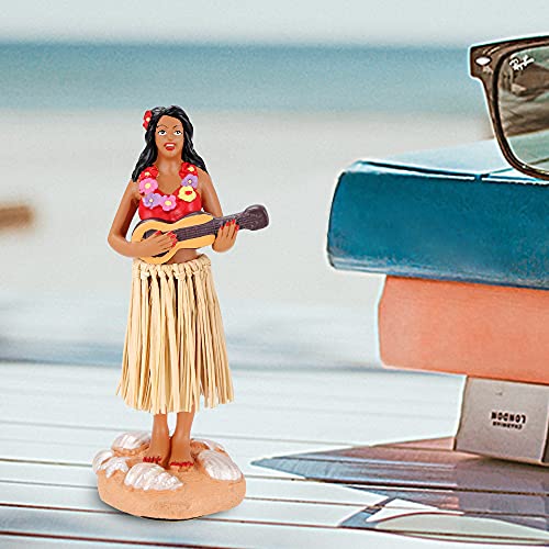 BCSmyer Hawaiian Hula Girl Dashboard Doll with Ukulele Bobbleheads for Car Dashboard Collection Figurines Gifts for Home Decoration Mini Size Doll Dashboard Hula Girl 4.72" High