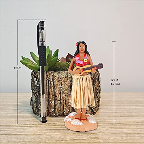 BCSmyer Hawaiian Hula Girl Dashboard Doll with Ukulele Bobbleheads for Car Dashboard Collection Figurines Gifts for Home Decoration Mini Size Doll Dashboard Hula Girl 4.72" High