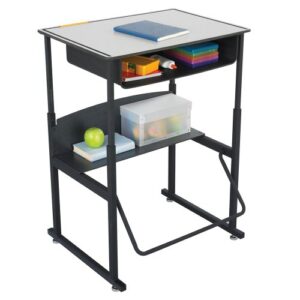 safco alphabetter desk - 28x20" - phenolic top - with book box - gray