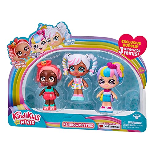 Kindi Kids Minis - Rainbow Besties - 3 Pack Collectible Posable Bobble Head Figure