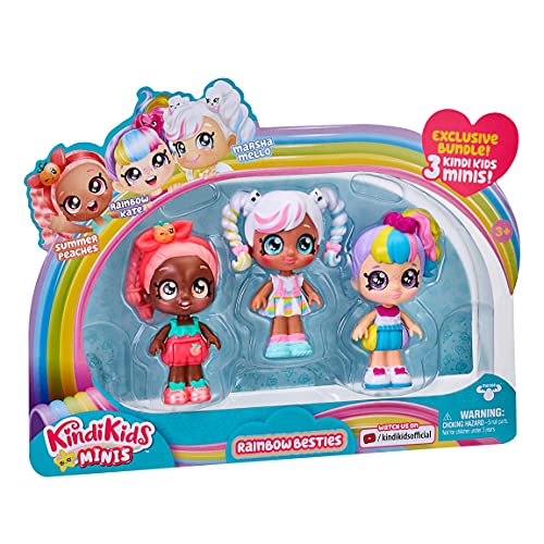 Kindi Kids Minis - Rainbow Besties - 3 Pack Collectible Posable Bobble Head Figure