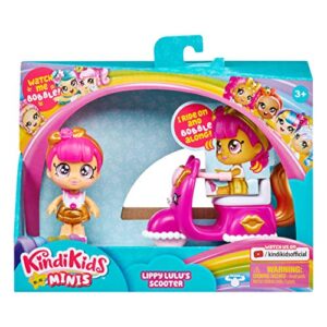 Kindi Kids Minis - Lippy Lulu's Scooter - Collectible Vehicle and Posable Bobble Head Figurine 2pc