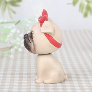 KEYUM Cute Bobble Head Dog Car Dashboard Decoration Mini Bobbleheads Pug Figurine Funny Shaking Head Dog Toy Animal Puppy Home Office Desktop Resin Ornaments