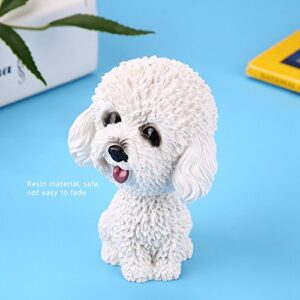 Car Interior Simulation Shaking Head Dog Decor ,Bobble Head Toy Car Interior Dashboard Ornament Kid Home Office Decor White Poodle White Poodle