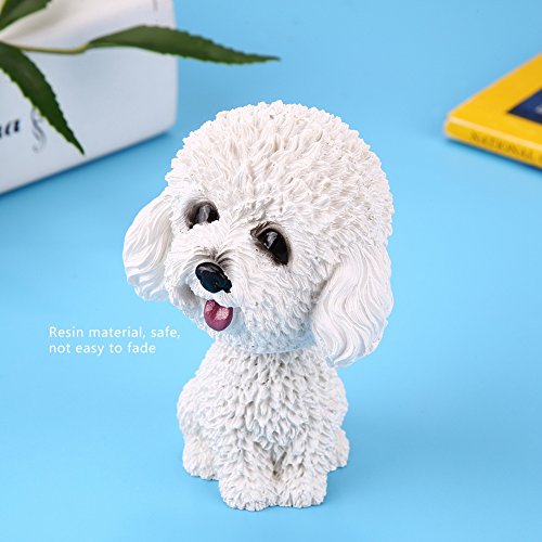 Car Interior Simulation Shaking Head Dog Decor ,Bobble Head Toy Car Interior Dashboard Ornament Kid Home Office Decor White Poodle White Poodle