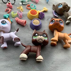 lps Great Dane Dog Random Pack, Random 3pcs lps Great Dane Dog, Bobble Head Magnet Foot Clear Peg lps Dog with lps Accessories Lot 7pcs Kids Gift