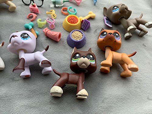 lps Great Dane Dog Random Pack, Random 3pcs lps Great Dane Dog, Bobble Head Magnet Foot Clear Peg lps Dog with lps Accessories Lot 7pcs Kids Gift