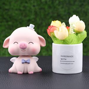 Lucky Piggy Toy Car Ornaments,Cute Pig Car Dashboard Decorations Bobble Shaking Head Pig Doll Desktop Toy Dolls,Car Interior Accessories,Perfect for Dashboard, Home, Kitchen, Office Decorations