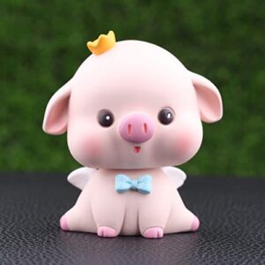 Lucky Piggy Toy Car Ornaments,Cute Pig Car Dashboard Decorations Bobble Shaking Head Pig Doll Desktop Toy Dolls,Car Interior Accessories,Perfect for Dashboard, Home, Kitchen, Office Decorations