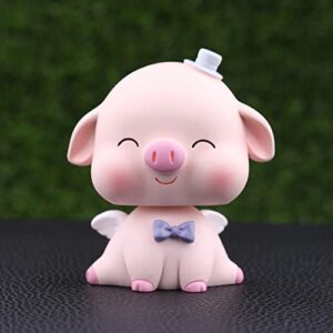 Lucky Piggy Toy Car Ornaments,Cute Pig Car Dashboard Decorations Bobble Shaking Head Pig Doll Desktop Toy Dolls,Car Interior Accessories,Perfect for Dashboard, Home, Kitchen, Office Decorations