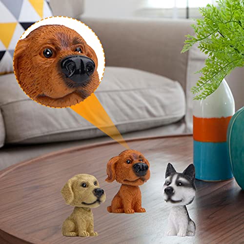 pulunto Resin Bobbing Head Dog Car Ornaments, Mini Bobblehead Puppy Figures Dashboard Crafts Gift Decor for Car Vehicle Desk Tabletop Office