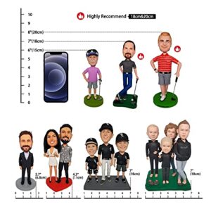 Mydedor Custom Bobble-Heads Figures 4 Person Family Figurines Customized Doll, 6-Inch Bobble Head Figures Handmade Personalized Car Dashboard Birthday Gift for Dad Friend Businessman Coworker