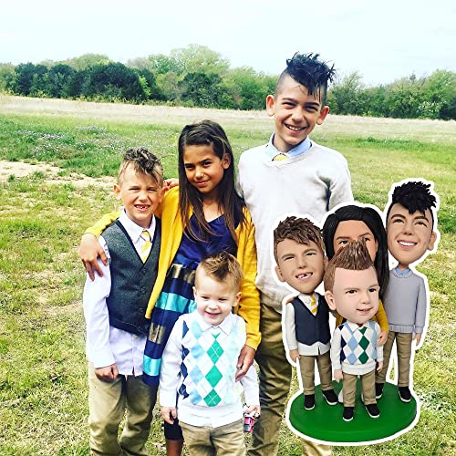 Mydedor Custom Bobble-Heads Figures 4 Person Family Figurines Customized Doll, 6-Inch Bobble Head Figures Handmade Personalized Car Dashboard Birthday Gift for Dad Friend Businessman Coworker