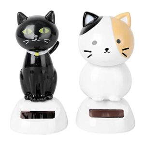 fomiyes birthday gift kids 2pcs car shaking head cat toys car dashboard cat figurine statue ornament car interior decoration solar bobblehead toys