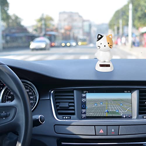 FOMIYES Birthday Gift Kids 2Pcs Car Shaking Head Cat Toys Car Dashboard Cat Figurine Statue Ornament Car Interior Decoration Solar Bobblehead Toys