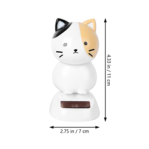 FOMIYES Birthday Gift Kids 2Pcs Car Shaking Head Cat Toys Car Dashboard Cat Figurine Statue Ornament Car Interior Decoration Solar Bobblehead Toys