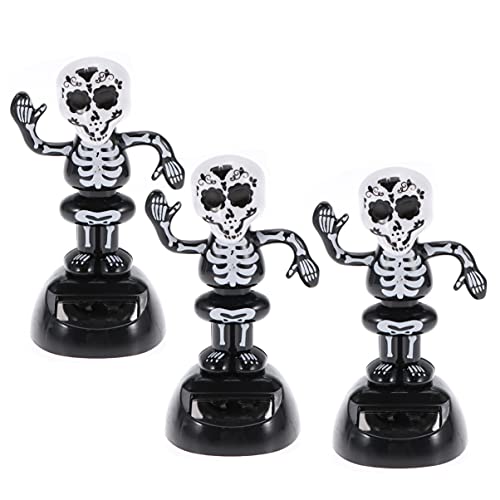 Car Dashboard Skull Halloween Car Dashboard Bobblehead Toy Scary Solar Powered Dancing Ghost Shaking Head Toy Table Desk Car Ornament Solar Bobblehead Figures