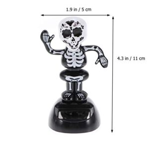 Car Dashboard Skull Halloween Car Dashboard Bobblehead Toy Scary Solar Powered Dancing Ghost Shaking Head Toy Table Desk Car Ornament Solar Bobblehead Figures