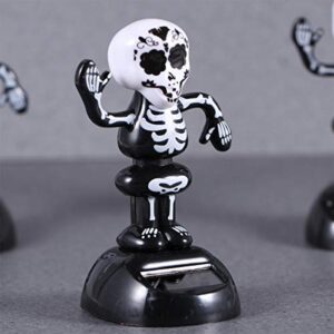 Car Dashboard Skull Halloween Car Dashboard Bobblehead Toy Scary Solar Powered Dancing Ghost Shaking Head Toy Table Desk Car Ornament Solar Bobblehead Figures