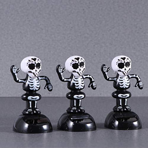 Car Dashboard Skull Halloween Car Dashboard Bobblehead Toy Scary Solar Powered Dancing Ghost Shaking Head Toy Table Desk Car Ornament Solar Bobblehead Figures