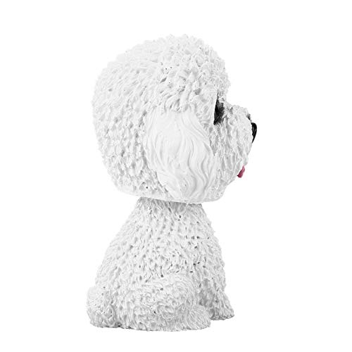 Pilipane Dog Decor, Simulation Shaking Head Dog Decor, White Poodle, Bobble Head Toy, Car Interior Bobbleheads Ornaments for Car Dashboard(White)