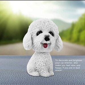 Pilipane Dog Decor, Simulation Shaking Head Dog Decor, White Poodle, Bobble Head Toy, Car Interior Bobbleheads Ornaments for Car Dashboard(White)