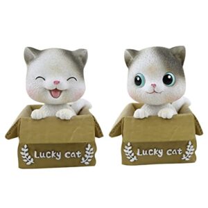 heasome 2pcs cat bobble head ornament car decoration christmas party stocking stuffer auto decorations resin cat toy white child shake your head