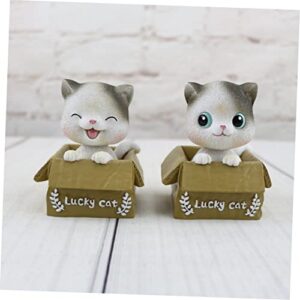 HEASOME 2pcs Cat Bobble Head Ornament Car Decoration Christmas Party Stocking Stuffer Auto Decorations Resin Cat Toy White Child Shake Your Head