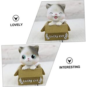 HEASOME 2pcs Cat Bobble Head Ornament Car Decoration Christmas Party Stocking Stuffer Auto Decorations Resin Cat Toy White Child Shake Your Head