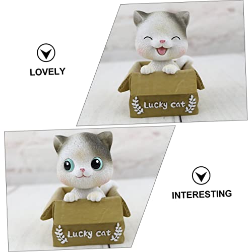 HEASOME 2pcs Cat Bobble Head Ornament Car Decoration Christmas Party Stocking Stuffer Auto Decorations Resin Cat Toy White Child Shake Your Head