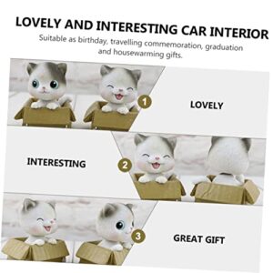 HEASOME 2pcs Cat Bobble Head Ornament Car Decoration Christmas Party Stocking Stuffer Auto Decorations Resin Cat Toy White Child Shake Your Head