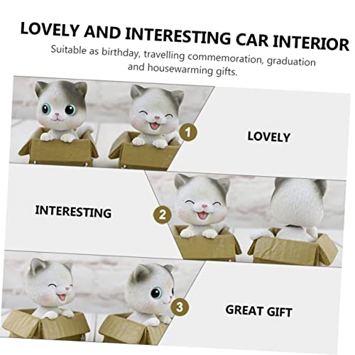 HEASOME 2pcs Cat Bobble Head Ornament Car Decoration Christmas Party Stocking Stuffer Auto Decorations Resin Cat Toy White Child Shake Your Head