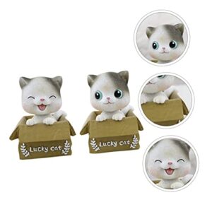 HEASOME 2pcs Cat Bobble Head Ornament Car Decoration Christmas Party Stocking Stuffer Auto Decorations Resin Cat Toy White Child Shake Your Head